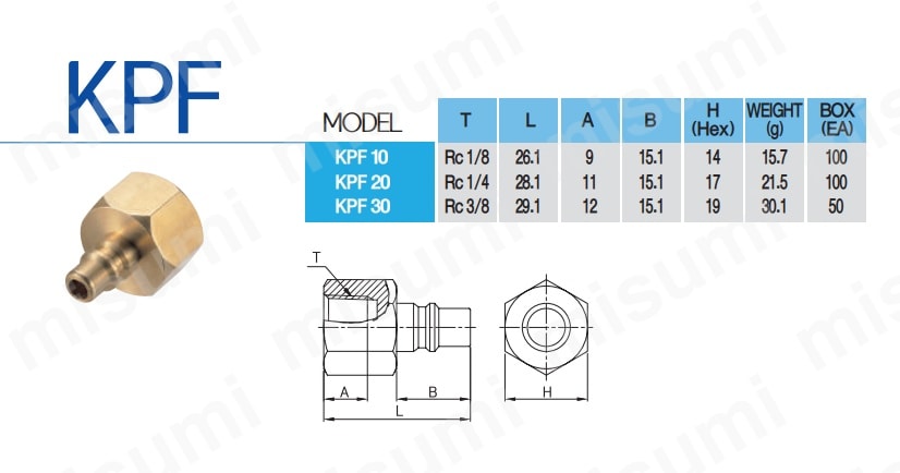 KPF-10 | 金型カプラ(真鍮)KPF | CDC | MISUMI(ミスミ)