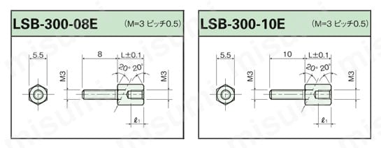 黄銅スペーサー（六角）オネジロング/LSB-E | 廣杉計器 | MISUMI(ミスミ)