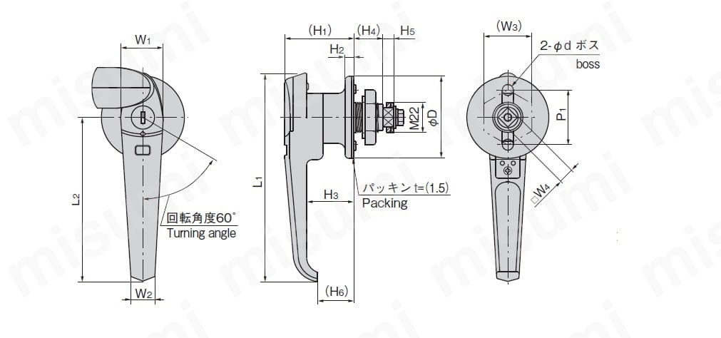A-140-SF-1-1-0200 | インジケーター付防水ハンドル A-140-SF・A-1140-SF | タキゲン製造 | MISUMI(ミスミ)