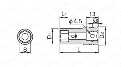 インパクト用ロングソケット 3NV-L | TONE | MISUMI(ミスミ)